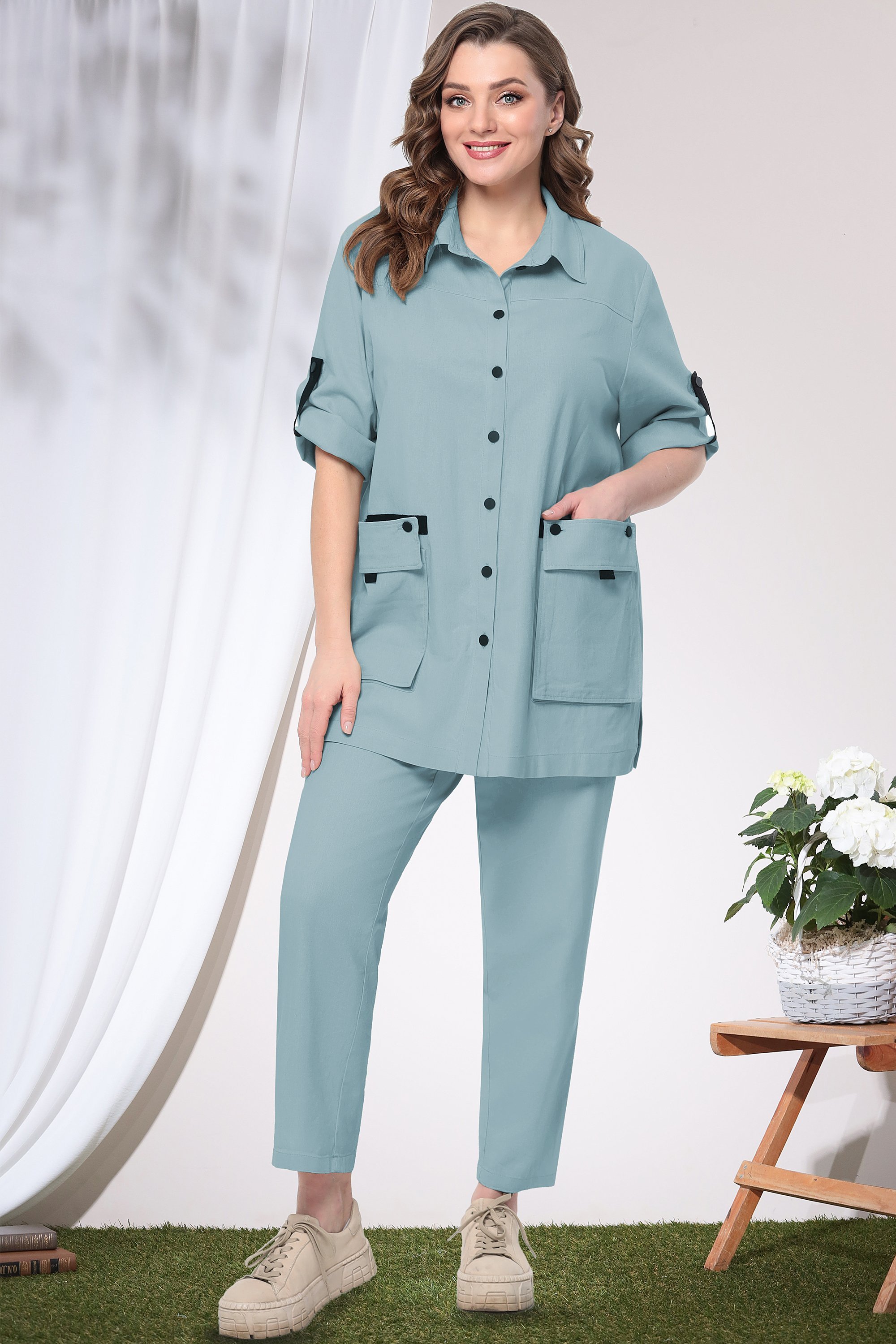 Костюм брючный 21259 эвкалипт LeNata купить в интернет магазине Велесмода